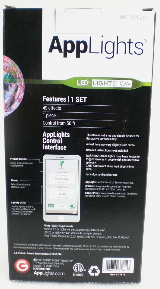 Gemmy AppLights LED Lightshow Kaleidoscope Projection Spotlight Stake ...