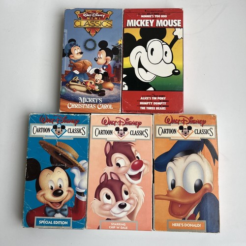 Lot of 5 VHS Walt Disney Cartoon Classics Mickey Minnie Goofy Donald ...