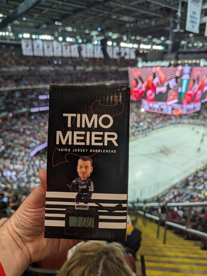 2024 NEW JERSEY DEVILS TIMO MEIER BOBBLEHEAD CLOCK 4/15/24 SGA NJ NHL ...