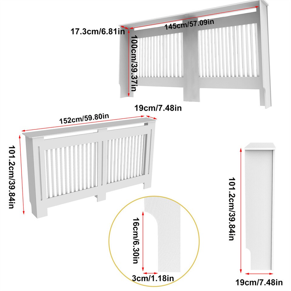 Premium Large 92CM Tall Radiator Cover Bar Wall Cabinet MDF Grill Shelf ...