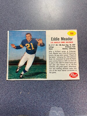 @DC10) 1962 Post Cereal Football #168 EDDIE MEADOR LOS ANGELES RAMS | eBay