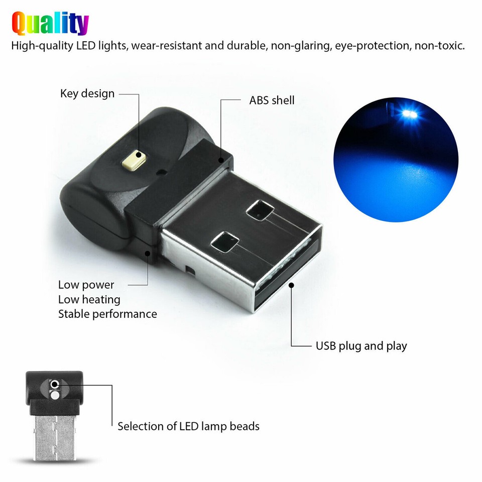 1x Mini Lamp Bulb LED USB Interior Neon Atmosphere Ambient Light Car ...