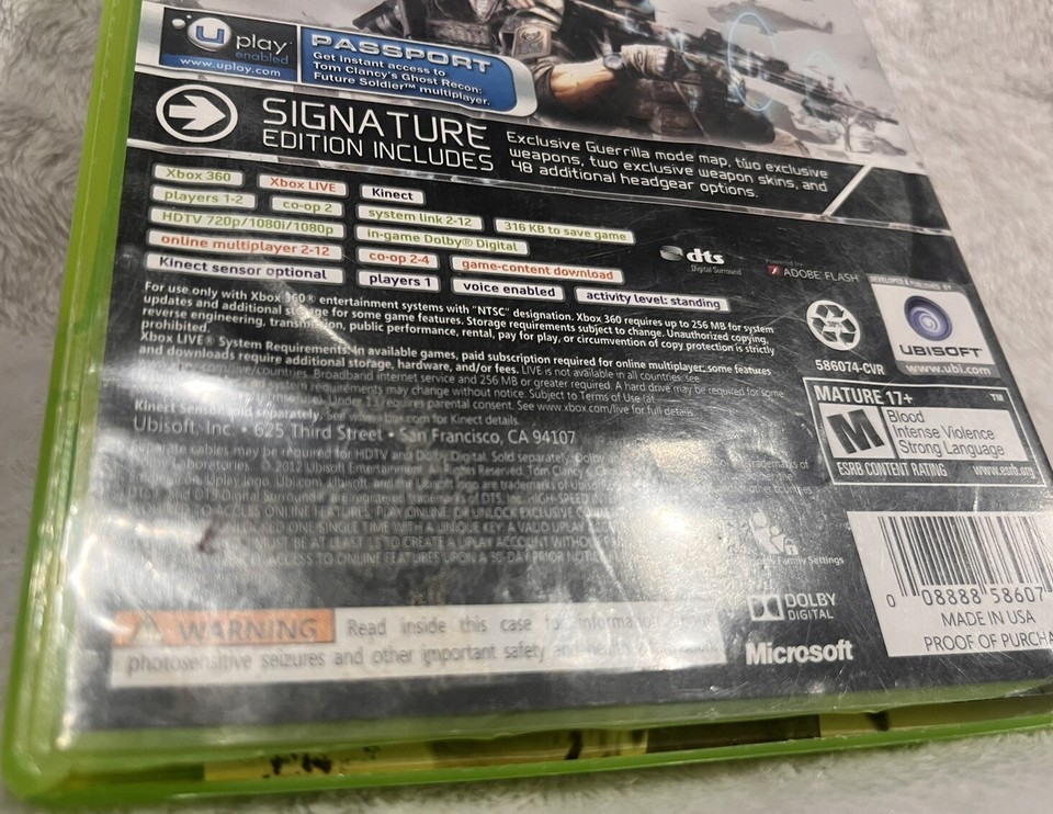 Tom Clancy's Ghost Recon Future Soldier Xbox 360 Video Game Case Book ...