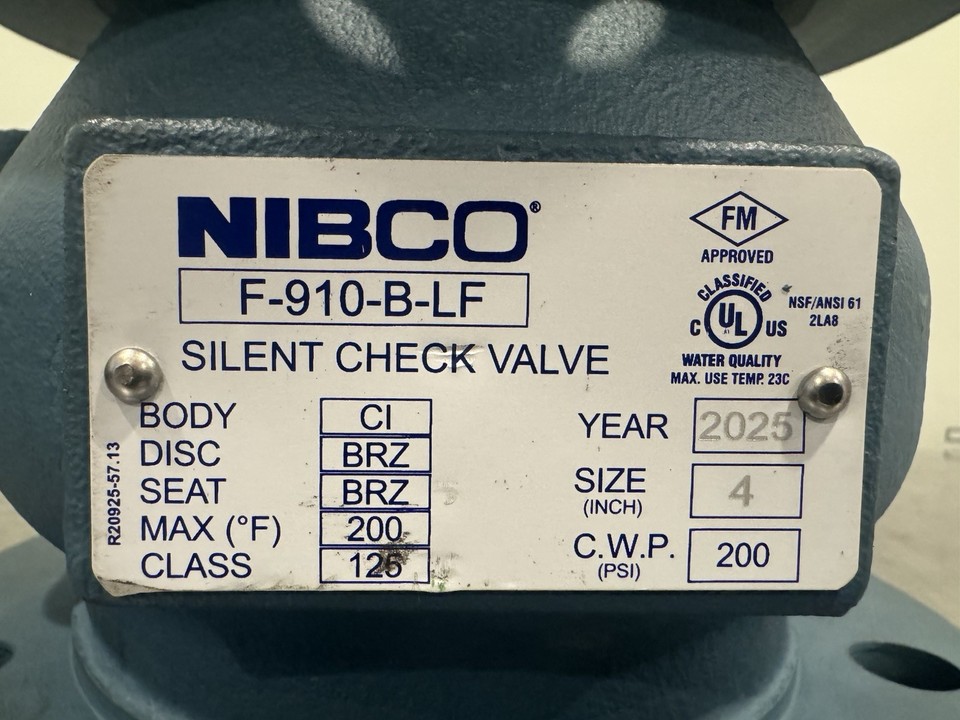 Nibco F-910-B-LF Silent Check Valve 4” 200 CWP NEW! FREE SHIPPING! | eBay