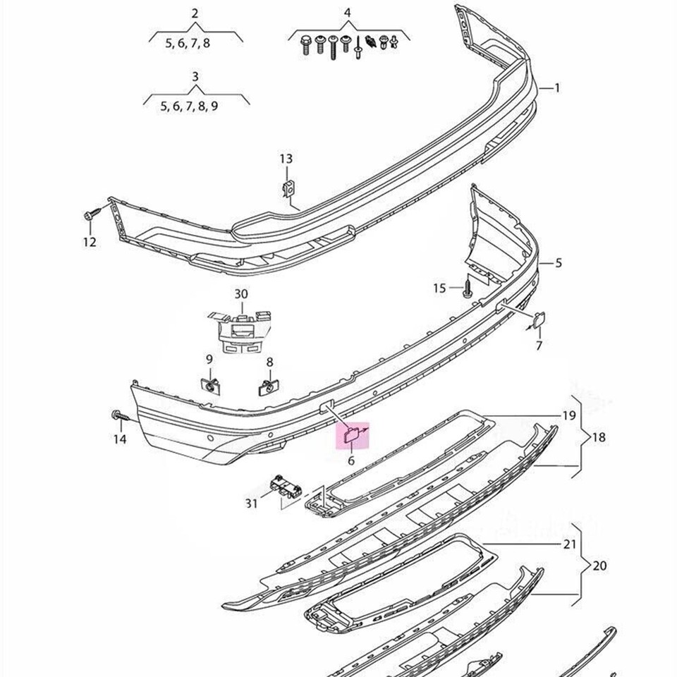 Left Side Rear Bumper Tow Hook Cover Eye Cap For Audi Q7 4MB Base 2016 ...