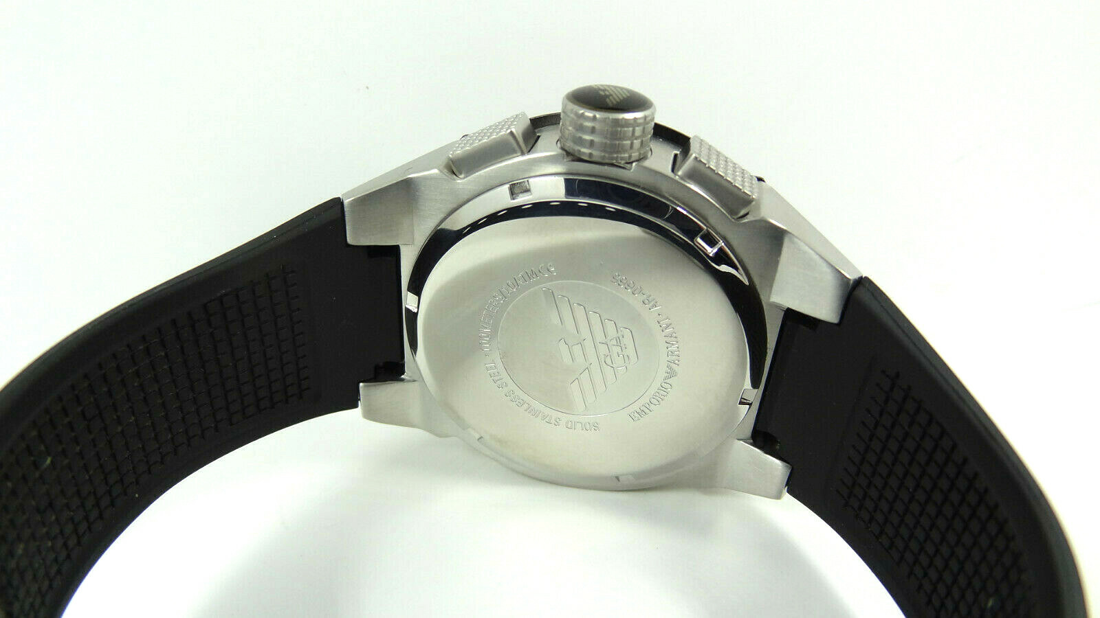 Emporio Armani AR0665 Chronograph Date Rubber Black Strap Men's Watch ...