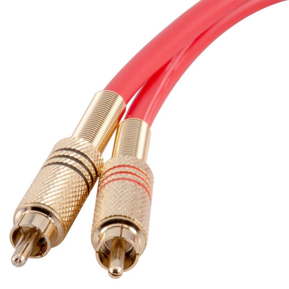 2 Pack of Premium 6 Foot Red Dual RCA Male to Dual RCA Male Audio Patch ...