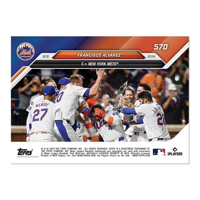 Francisco Alvarez 1st Walk-Off HR Mets - 2024 MLB TOPPS NOW Card 570 | eBay