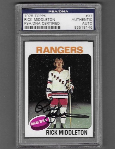 1975 TOPPS RICK MIDDLETON BOSTON BRUINS HOF RANGERS PSA/DNA AUTOGRAPHED ...