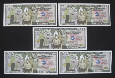Star Trek 50 Federation Credits (5) Novelty Bills Sharp! FREE SHIPPING ...