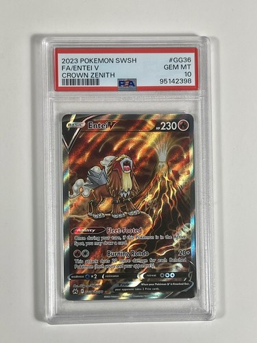 PSA 10 Entei V GG36/GG70 Crown Zenith Galarian Gallery Alt Art Pokemon ...