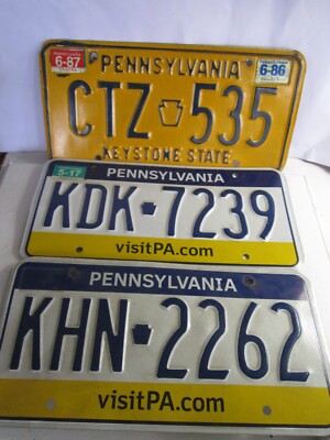 LOT OF 3 VINTAGE PENNSYLANIA LICENSE PLATES 80s & 90s Expired | eBay