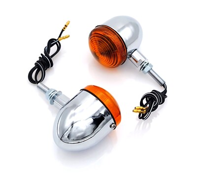 Bike It Motorcycle Short Stem Bullet Indicators With Chrome Body And ...