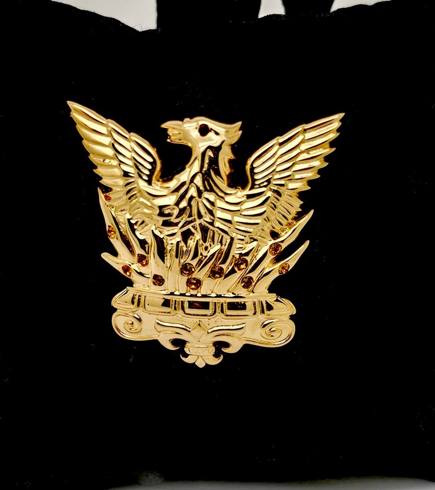 ANN HAND GILT STERLING SILVER FAUX RUBY CITRINE PATRIOTIC EAGLE BROOCH ...
