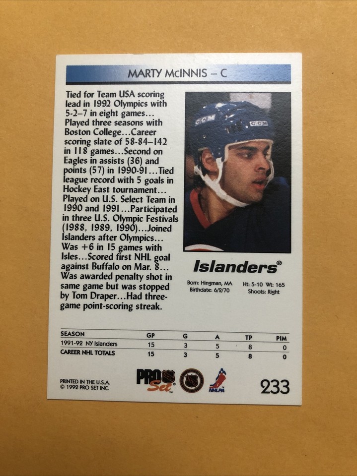 Marty McInnis Signed New York Islanders Card 1 | eBay