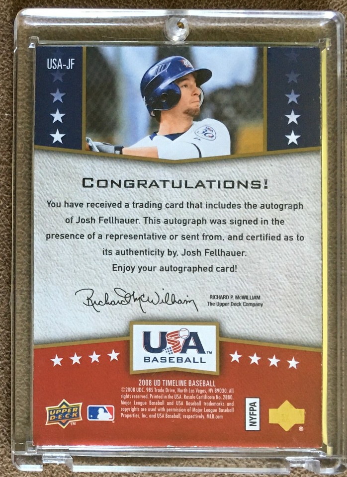 Josh Fellhauer 2008 Upper Deck Timeline Team USA Autograph #USA-JF ...