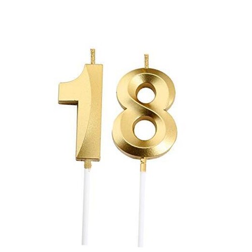 18th Birthday Candles,Gold Number 18 Cake Topper for Birthday ...