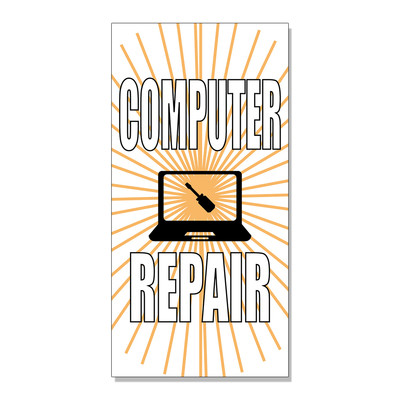 Computer Repair Vintage Stripe Business DECAL STICKER Retail Store Sign ...