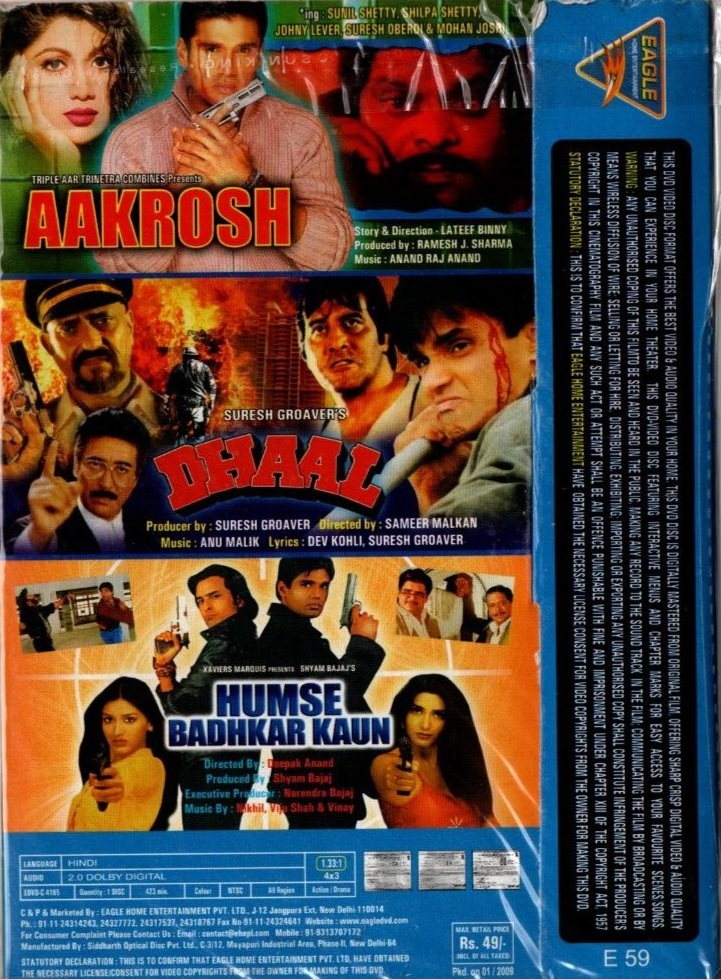 AAKROSH - DHAAL - HUMSE BADHKAR KAUN - EAGLE BOLLYWOOD 3 IN 1 DVD. | eBay UK