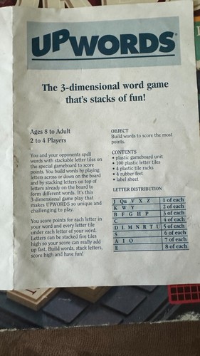 YOU PICK Replacement 1997 UpWords 4312 Off White Maroon Letter Blue Tile Holders | eBay