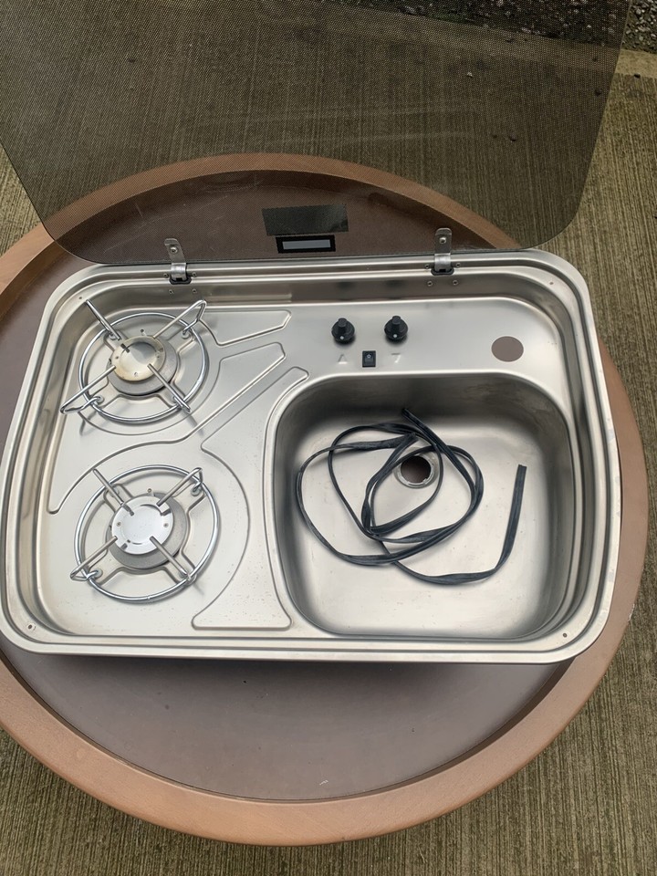 Dometic 2 Burner Gas Hob Sink Compact Combination Unit With Glass Lid ...