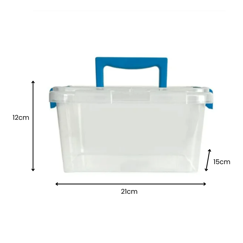 3.5L Plastic Storage Box 2pc Click Lid Home Office Carry Handle ...