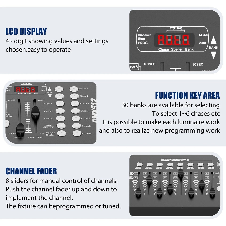DMX512 192 Channel Operator Console Deck Controller For Stage DJ Disco ...