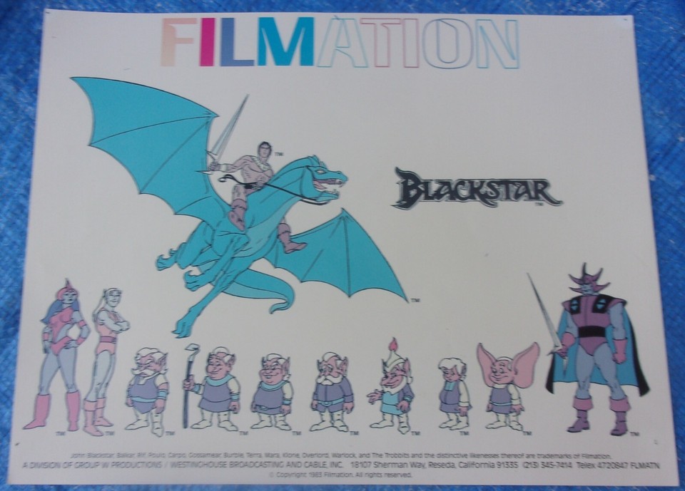 1981 Filmation Blackstar Promotional Sheet Rare Overlord Mara Trobbits ...
