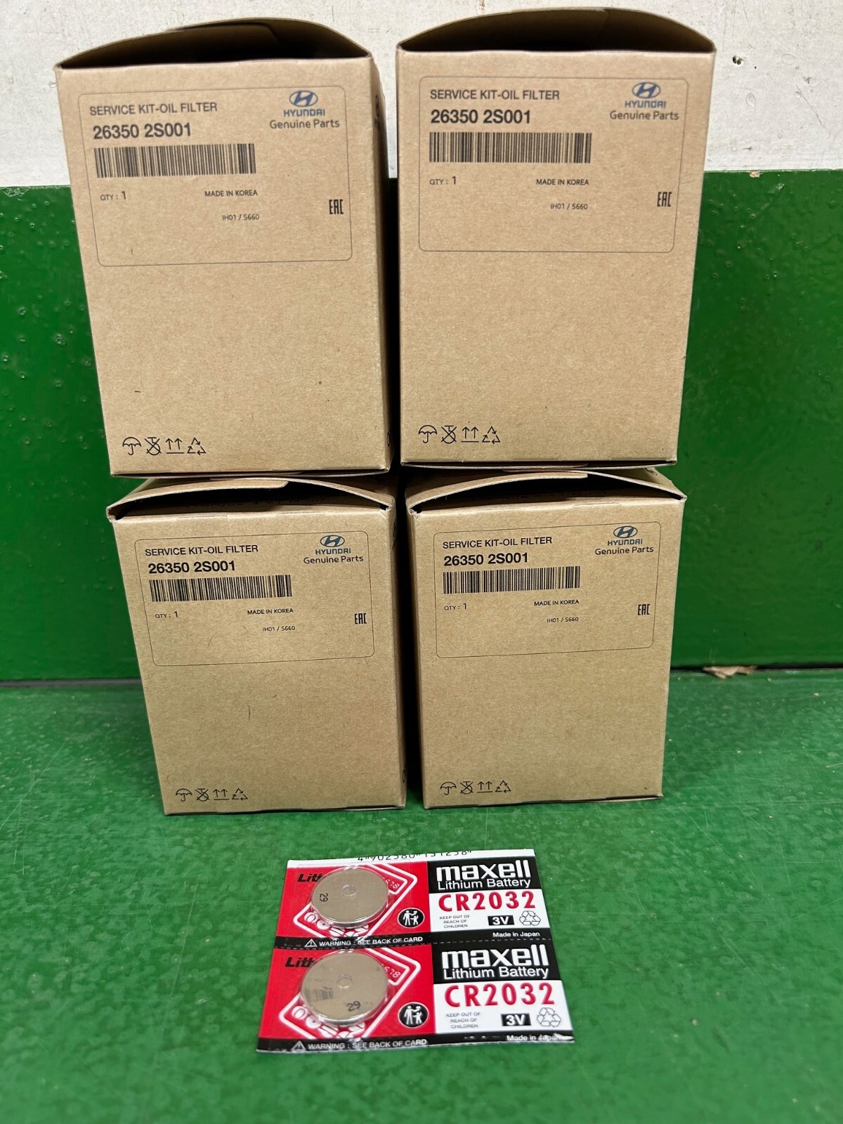 Hyundai 26350-2S001 Oil Filter 4 Pack and 2 Maxell 2032 Batteries New ...