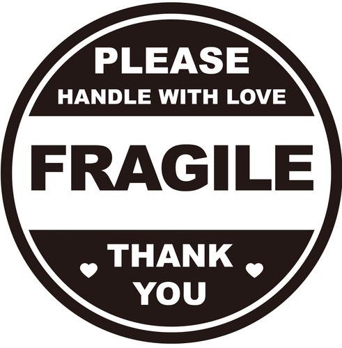 2" 300 PCS Black Fragile Handle with Love Labels Stickers Shipping ...
