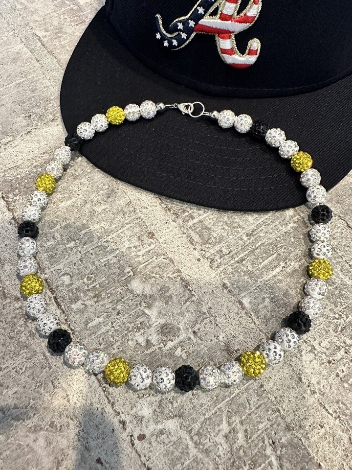 (CUSTOM SIZES) MLB Inspired Rhinestone Beaded Baseball Necklace (16” 18 ...