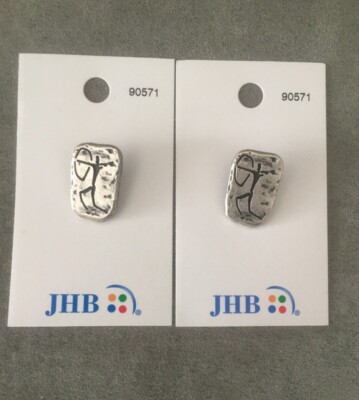 JHB INTERNATIONAL 2 BUTTONS SILVER TONE WITH BLACK MADE IN ITALY | eBay