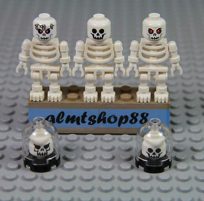 LEGO - 3x Skeleton Minifigure Lot w/ Skulls Brain Jar - Head Monster ...