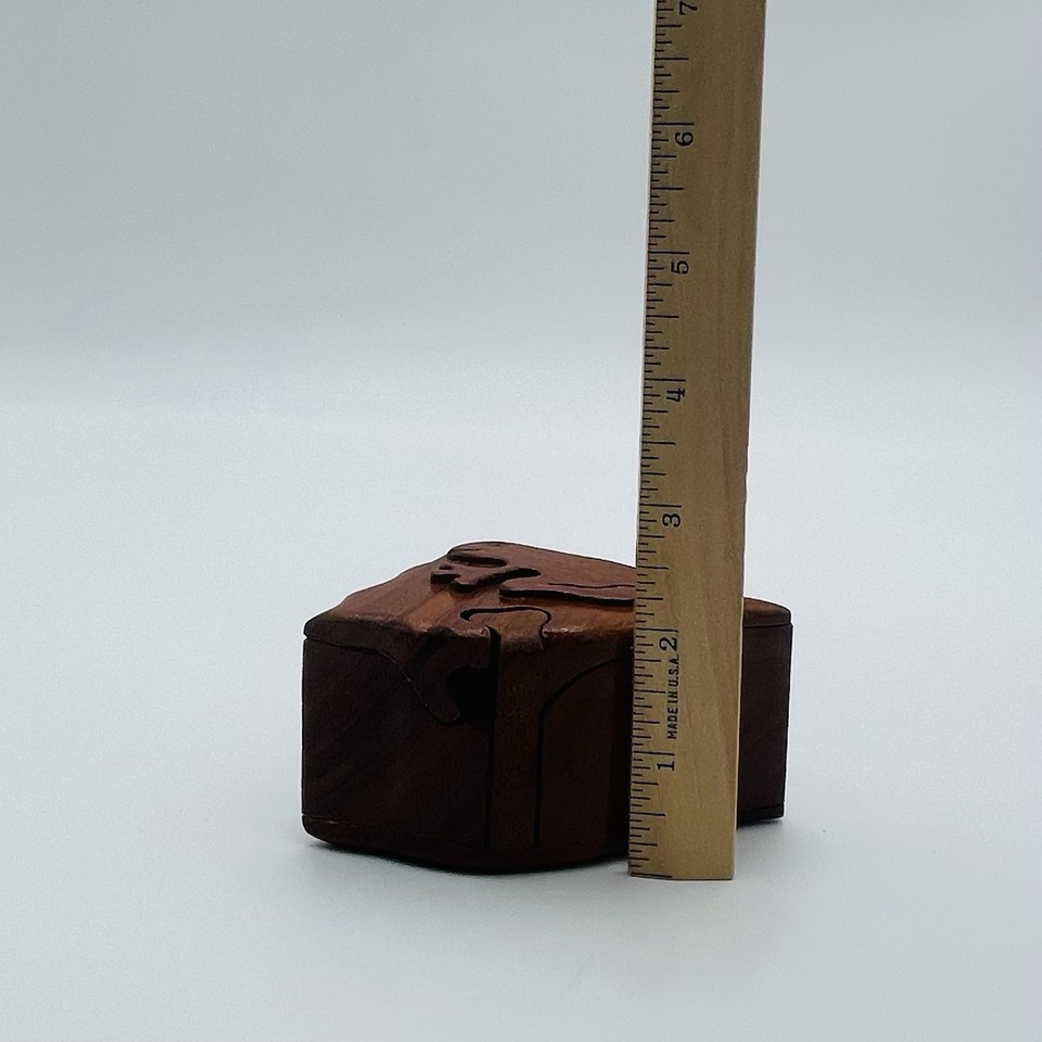 Wooden Puzzle Frog on Leaf Trinket Keepsake Box Handmade 2" | eBay