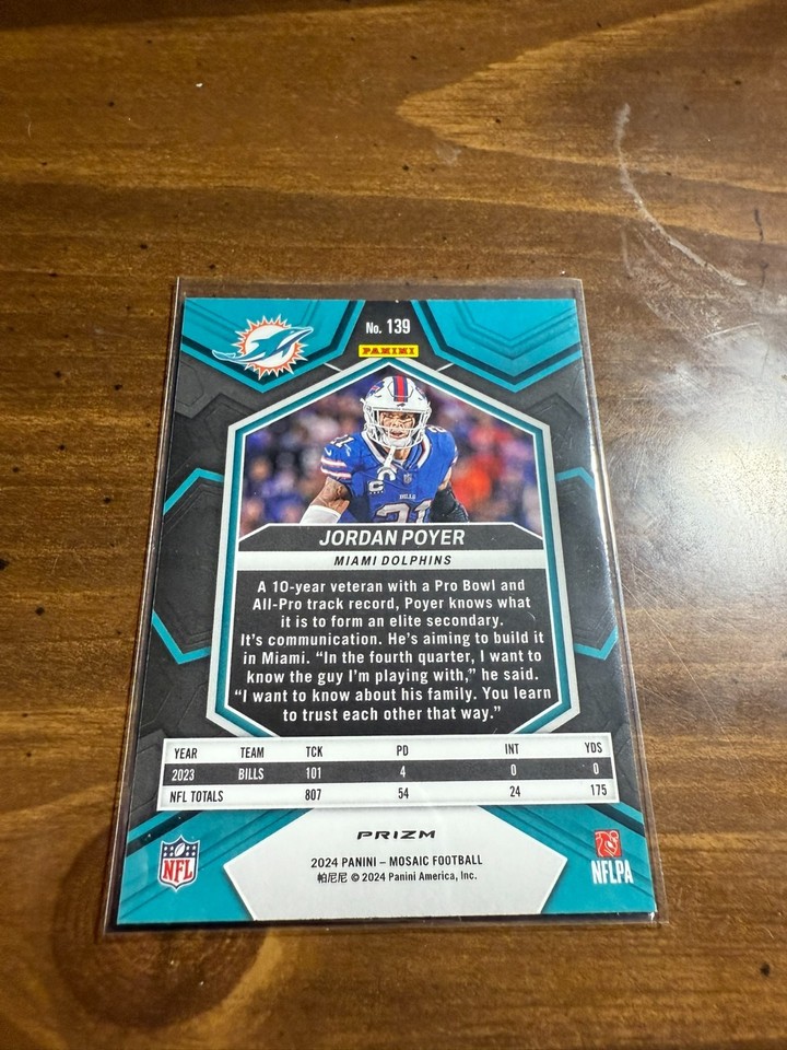 2024 Panini Mosaic - Jordan Poyer #139 Reactive Blue Mosaic Prizm Bills ...
