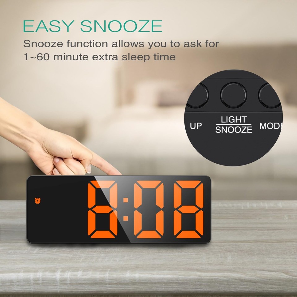 Sharp Electric Digital Alarm Clock LED Large Display Battery Backup ...