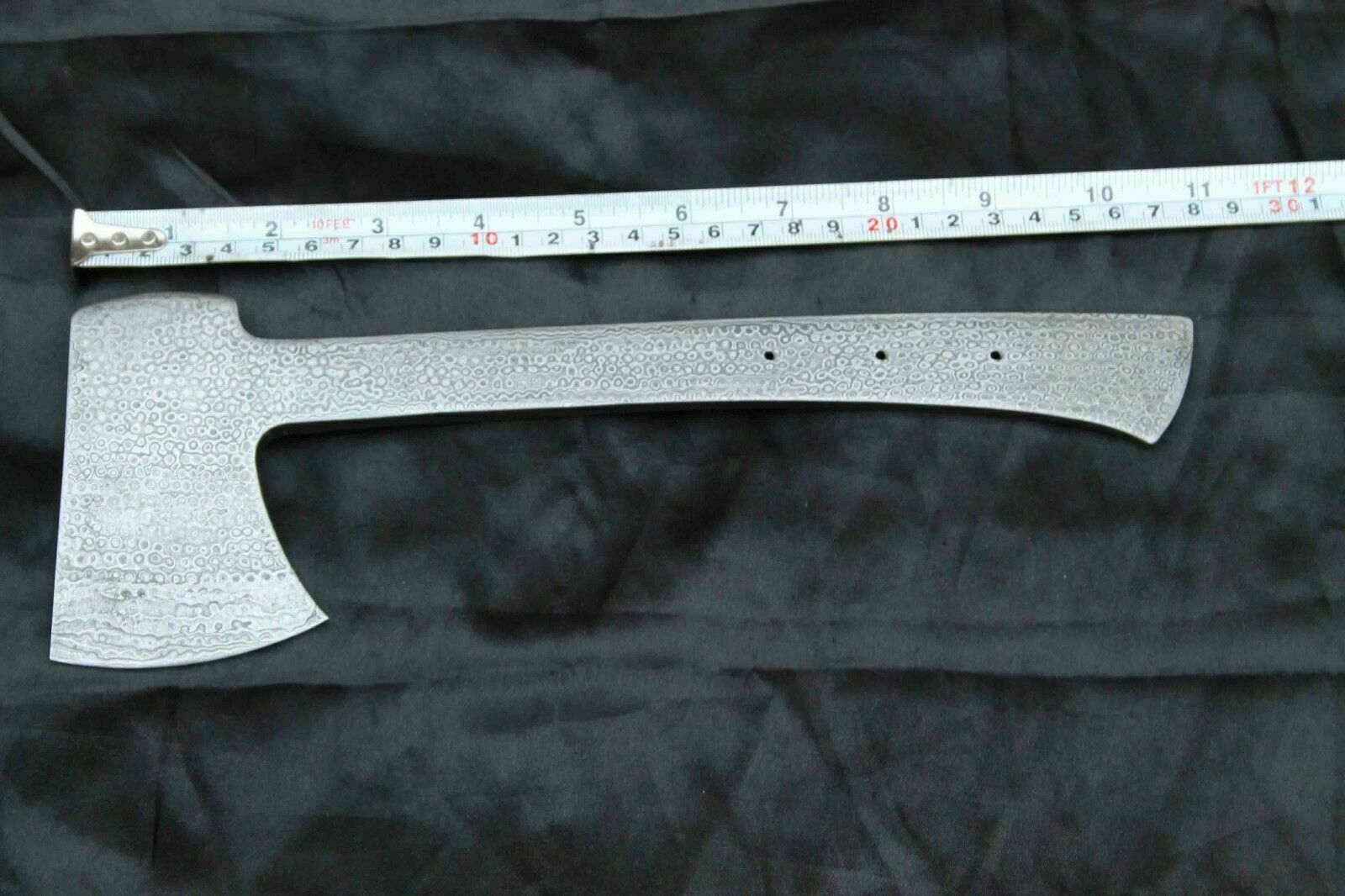 Damascus steel hatch axe long tang custom hand forge raindrop pattern ...