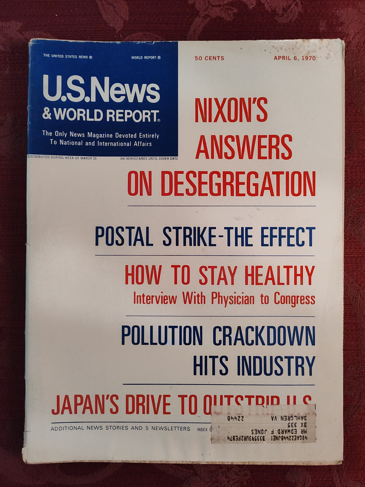 U S NEWS World Report Magazine April 6 1970 President Nixon ...