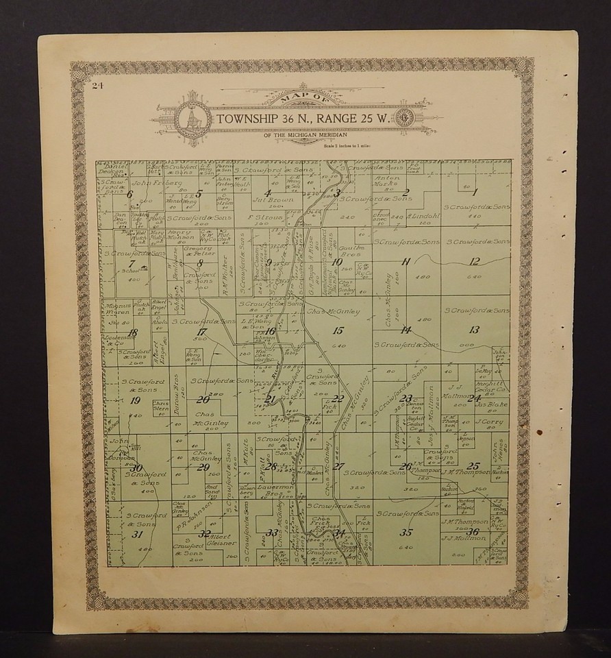 Michigan Menominee County Map Cedarville Township Dbl Side 1912 K17#81 ...