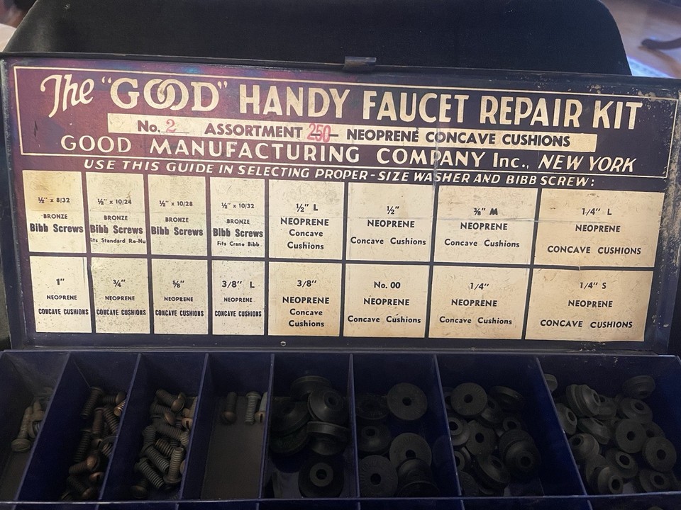 Good Goods Good Handy Faucet Repair Kit No 2 250 Parts Plumbing 1930’s ...