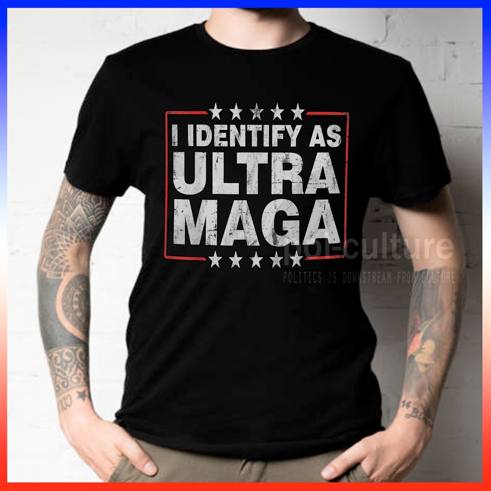 ULTRA MAGA Tee Shirt I Identify As ULTRA MAGA Funny Political Humor T ...
