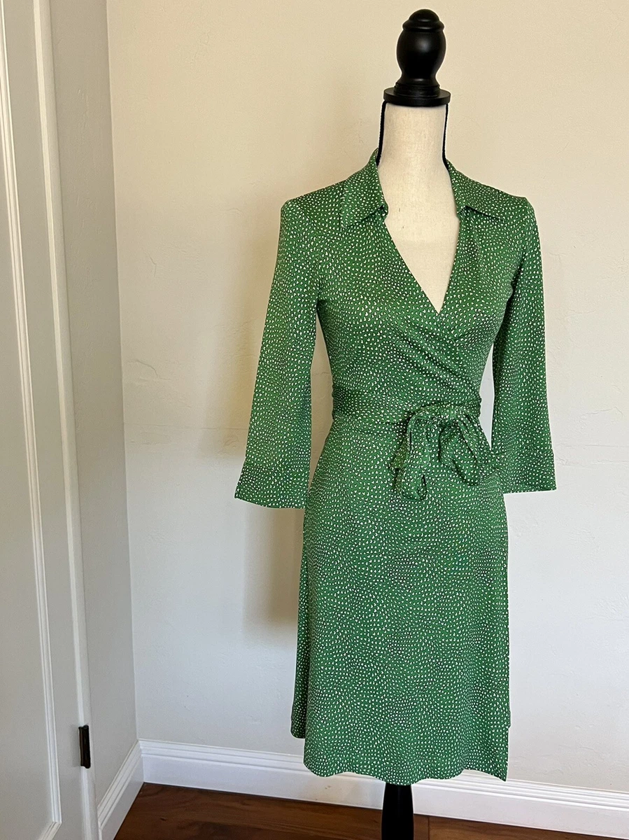 Diane Von Furstenberg Green Silk Dress Sale Online