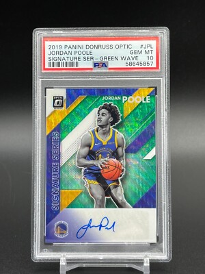 2019 Jordan Poole Optic Signature Series Green Wave HOLO PSA 10 GEM ...