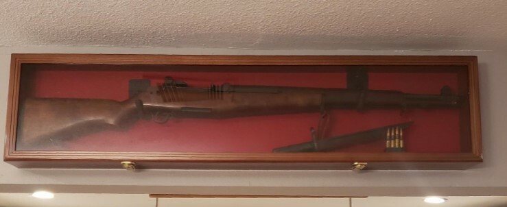 Gun Display Case Rifle 65" Long All Black Wood Shotgun Rack Shadow Box ...