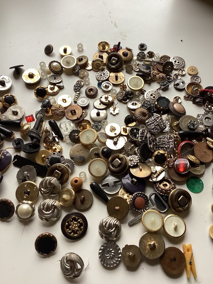 Vintage Metal and Celluloid Buttons Box Full of Buttons From Jamaica ...
