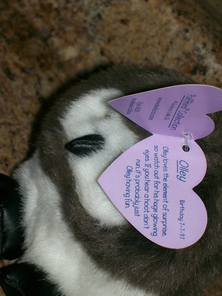 Swibco Puffkins Olley Owl 1997 Plush Animal Beanie Style 6626 BRAND NWT ...