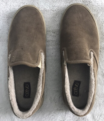 Men’s Crevo Tan Leather & Wool Lined Slide On Sneakers US Size 10.5 EUR ...