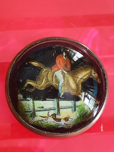 Vtg 1800s Horse Bridle Rosette Huntsman Domed Glass Pin Brooch | eBay