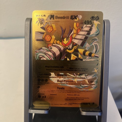 2024 Mega Beedrill Ex Hp 495 Gold Fan Art Card | eBay