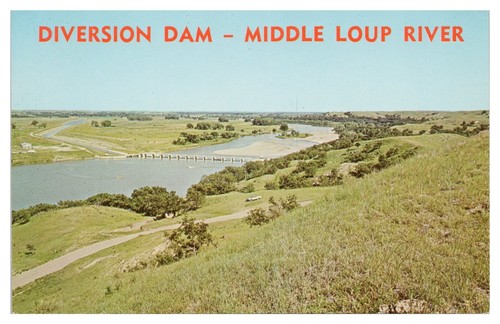 Vintage Diversion Dam on Middle Loup River Postcard Comstock Nebraska ...